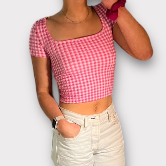 wild fable | Tops | Pink And White Checkered Crop Top | Poshmark
